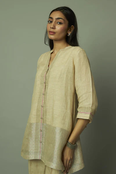 Block Printed Zari Linen Co ord set – Ksauma linen world
